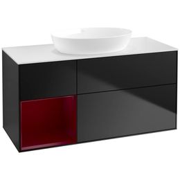 Villeroy & Boch Villeroy und Boch Finion Waschtischunterschrank FA61HBPD 120cm, Abdeckplatte white matt, Regale Peony matt lacquer, Black matt lacquer