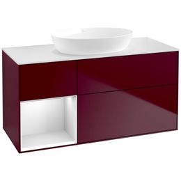 Villeroy & Boch Villeroy und Boch Finion Waschtischunterschrank FA61MTHB 120cm, Abdeckplatte white matt, Regale White matt lacquer, Peony Matt