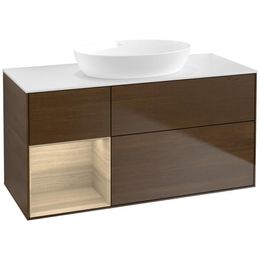 Villeroy & Boch Villeroy und Boch Finion Waschtischunterschrank FA61PCGN 120cm, Abdeckplatte white matt, Regale Oak Veneer, Walnut veneer