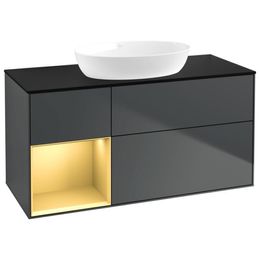Villeroy & Boch Villeroy und Boch Finion Waschtischunterschrank GA62HFHG 120cm, Abdeckplatte black matt, Emotion, Regale Gold matt lacquer, Midnight Blue Matt Lacquer