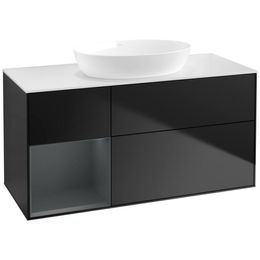 Villeroy & Boch Villeroy und Boch Finion Waschtischunterschrank FA61HGPD 120cm, Abdeckplatte white matt, Regale Midnight matt lacquer, Black matt lacquer