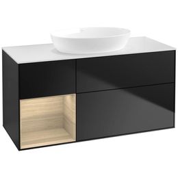 Villeroy & Boch Villeroy und Boch Finion Waschtischunterschrank FA61PCPD 120cm, Abdeckplatte white matt, Regale Oak Veneer, Black matt lacquer