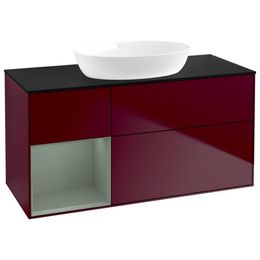 Villeroy & Boch Villeroy und Boch Finion Waschtischunterschrank GA62GMHB 120cm, Abdeckplatte black matt, Emotion, Regale Olive matt lacquer, Peony Matt