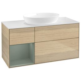 Villeroy & Boch Villeroy und Boch Finion Waschtischunterschrank GA61GMPC 120cm, Abdeckplatte white matt, Emotion, Regale Olive matt lacquer, Oak Veneer