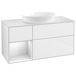Villeroy & Boch Villeroy und Boch Finion Waschtischunterschrank GA61MTGF 120cm, Abdeckplatte white matt, Emotion, Regale White matt lacquer, Glossy white lacquer