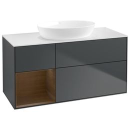 Villeroy & Boch Villeroy und Boch Finion Waschtischunterschrank GA61GNHG 120cm, Abdeckplatte white matt, Emotion, Regale Walnut Veneer, Midnight Blue Matt Lacquer