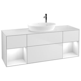 Villeroy & Boch Villeroy und Boch Finion Waschtischunterschrank G981GFMT 160cm, Abdeckplatte white matt, Emotion, Regale Glossy white lacquer, White matt lacquer