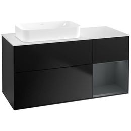 Villeroy & Boch Villeroy und Boch Finion Waschtischunterschrank F691HGPD 120x60,3x50,1cm, Regal rechts Midnight Blue Matt Lacquer, Black matt lacquer