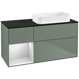 Villeroy & Boch Villeroy und Boch Finion Waschtischunterschrank G682MTGM 120x60,3x50,1cm, Regal links White matt lacquer, Olive Matt Lacquer