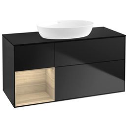 Villeroy & Boch Villeroy und Boch Finion Waschtischunterschrank GA62PCPD 120cm, Abdeckplatte black matt, Emotion, Regale Oak Veneer, Black matt lacquer