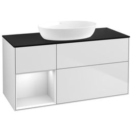 Villeroy & Boch Villeroy und Boch Finion Waschtischunterschrank GA62MTMT 120cm, Abdeckplatte black matt, Emotion, Regale White matt lacquer, White matt lacquer