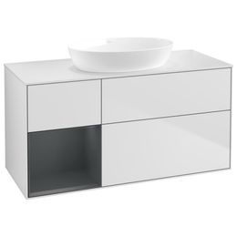Villeroy & Boch Villeroy und Boch Finion Waschtischunterschrank GA61HGMT 120cm, Abdeckplatte white matt, Emotion, Regale Midnight matt lacquer, White matt lacquer
