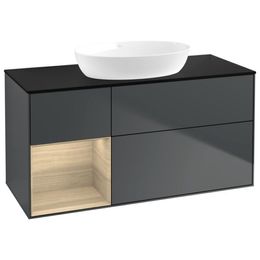 Villeroy & Boch Villeroy und Boch Finion Waschtischunterschrank GA62PCHG 120cm, Abdeckplatte black matt, Emotion, Regale Oak Veneer, Midnight Blue Matt Lacquer