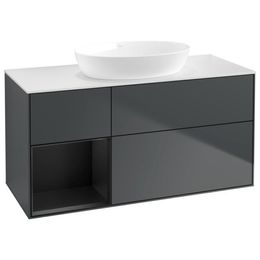 Villeroy & Boch Villeroy und Boch Finion Waschtischunterschrank GA61PDHG 120cm, Abdeckplatte white matt, Emotion, Regale Black matt lacquer, Midnight Blue Matt Lacquer