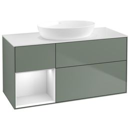 Villeroy & Boch Villeroy und Boch Finion Waschtischunterschrank GA61MTGM 120cm, Abdeckplatte white matt, Emotion, Regale White matt lacquer, Olive Matt Lacquer