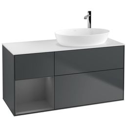 Villeroy & Boch Villeroy und Boch Finion Waschtischunterschrank F921GKHG 120cm, Abdeckplatte white matt, Regale Anthracite matt lacquer, Midnight Blue Matt Lacquer