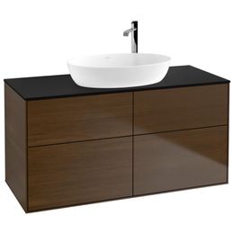 Villeroy & Boch Villeroy und Boch Finion Waschtischunterschrank G91200GN 120x60,3cm, Emotion, Abdeckplatte black matt, Walnut veneer