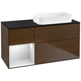 Villeroy & Boch Villeroy und Boch Finion Waschtischunterschrank G682MTGN 120x60,3x50,1cm, Regal links White matt lacquer, Walnut veneer