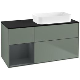 Villeroy & Boch Villeroy und Boch Finion Waschtischunterschrank G682HGGM 120x60,3x50,1cm, Regal links Midnight Blue Matt Lacquer, Olive Matt Lacquer