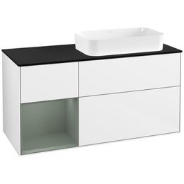 Villeroy & Boch Villeroy und Boch Finion Waschtischunterschrank G682GMGF 120x60,3x50,1cm, Regal links Olive Matt Lacquer, Glossy white lacquer