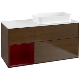 Villeroy & Boch Villeroy und Boch Finion Waschtischunterschrank G681HBGN 120x60,3x50,1cm, Regal links Peony, Walnut veneer