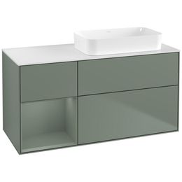 Villeroy & Boch Villeroy und Boch Finion Waschtischunterschrank G681GMGM 120x60,3x50,1cm, Regal links Olive Matt Lacquer, Olive Matt Lacquer
