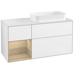 Villeroy & Boch Villeroy und Boch Finion Waschtischunterschrank G681PCGF 120x60,3x50,1cm, Regal links Oak Veneer, Glossy white lacquer