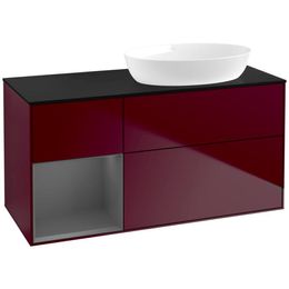 Villeroy & Boch Villeroy und Boch Finion Waschtischunterschrank FA42GKHB 120cm, Abdeckplatte black matt, Regale Anthracite matt lacquer, Peony Matt