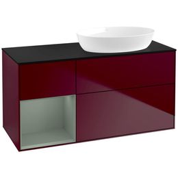Villeroy & Boch Villeroy und Boch Finion Waschtischunterschrank FA42GMHB 120cm, Abdeckplatte black matt, Regale Olive matt lacquer, Peony Matt