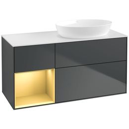 Villeroy & Boch Villeroy und Boch Finion Waschtischunterschrank FA41HFHG 120cm, Abdeckplatte white matt, Regale Gold matt lacquer, Midnight Blue Matt Lacquer
