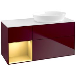 Villeroy & Boch Villeroy und Boch Finion Waschtischunterschrank FA41HFHB 120cm, Abdeckplatte white matt, Regale Gold matt lacquer, Peony Matt