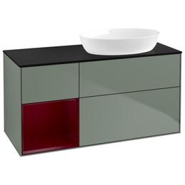 Villeroy & Boch Villeroy und Boch Finion Waschtischunterschrank GA42HBGM 120cm, Abdeckplatte black matt, Emotion, Regale Peony matt lacquer, Olive Matt Lacquer