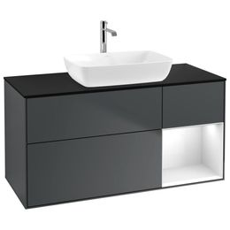 Villeroy & Boch Villeroy und Boch Finion Waschtischunterschrank G832GFHG 120cm, Abdeckplatte black matt, Emotion, Regale Glossy white lacquer, Midnight Blue Matt Lacquer