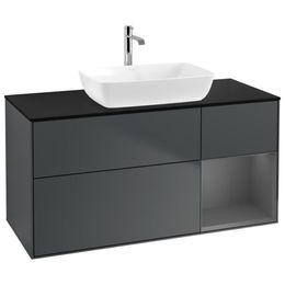 Villeroy & Boch Villeroy und Boch Finion Waschtischunterschrank G832GKHG 120cm, Abdeckplatte black matt, Emotion, Regale Anthracite matt lacquer, Midnight Blue Matt Lacquer
