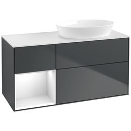 Villeroy & Boch Villeroy und Boch Finion Waschtischunterschrank FA41GFHG 120cm, Abdeckplatte white matt, Regale Glossy white lacquer, Midnight Blue Matt Lacquer