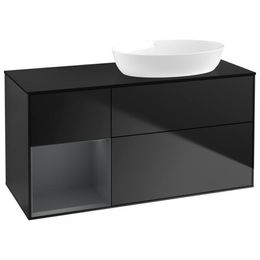 Villeroy & Boch Villeroy und Boch Finion Waschtischunterschrank GA42HGPD 120cm, Abdeckplatte black matt, Emotion, Regale Midnight matt lacquer, Black matt lacquer