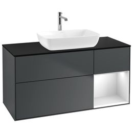 Villeroy & Boch Villeroy und Boch Finion Waschtischunterschrank G832MTHG 120cm, Abdeckplatte black matt, Emotion, Regale White matt lacquer, Midnight Blue Matt Lacquer