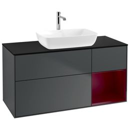 Villeroy & Boch Villeroy und Boch Finion Waschtischunterschrank G832HBHG 120cm, Abdeckplatte black matt, Emotion, Regale Peony matt lacquer, Midnight Blue Matt Lacquer