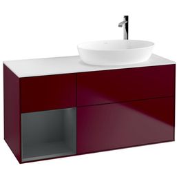 Villeroy & Boch Villeroy und Boch Finion Waschtischunterschrank G921HGHB 120cm, Abdeckplatte white matt, Emotion, Regale Midnight matt lacquer, Peony Matt