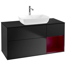 Villeroy & Boch Villeroy und Boch Finion Waschtischunterschrank G832HBPD 120cm, Abdeckplatte black matt, Emotion, Regale Peony matt lacquer, Black matt lacquer