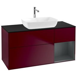 Villeroy & Boch Villeroy und Boch Finion Waschtischunterschrank G832HGHB 120cm, Abdeckplatte black matt, Emotion, Regale Midnight matt lacquer, Peony Matt