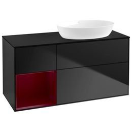 Villeroy & Boch Villeroy und Boch Finion Waschtischunterschrank GA42HBPD 120cm, Abdeckplatte black matt, Emotion, Regale Peony matt lacquer, Black matt lacquer