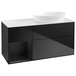 Villeroy & Boch Villeroy und Boch Finion Waschtischunterschrank GA41PDPD 120cm, Abdeckplatte white matt, Emotion, Regale Black matt lacquer, Black matt lacquer