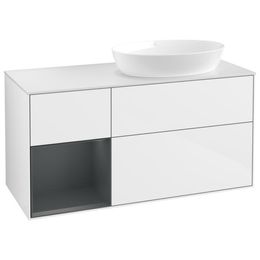 Villeroy & Boch Villeroy und Boch Finion Waschtischunterschrank GA41HGGF 120cm, Abdeckplatte white matt, Emotion, Regale Midnight matt lacquer, Glossy white lacquer
