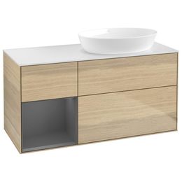 Villeroy & Boch Villeroy und Boch Finion Waschtischunterschrank GA41GKPC 120cm, Abdeckplatte white matt, Emotion, Regale Anthracite matt lacquer, Oak Veneer
