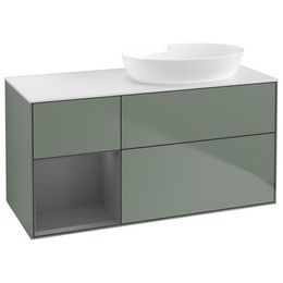 Villeroy & Boch Villeroy und Boch Finion Waschtischunterschrank GA41GKGM 120cm, Abdeckplatte white matt, Emotion, Regale Anthracite matt lacquer, Olive Matt Lacquer