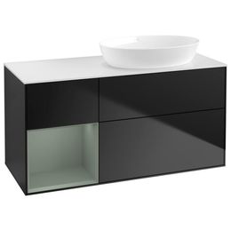 Villeroy & Boch Villeroy und Boch Finion Waschtischunterschrank GA41GMPD 120cm, Abdeckplatte white matt, Emotion, Regale Olive matt lacquer, Black matt lacquer
