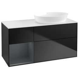Villeroy & Boch Villeroy und Boch Finion Waschtischunterschrank GA41HGPD 120cm, Abdeckplatte white matt, Emotion, Regale Midnight matt lacquer, Black matt lacquer
