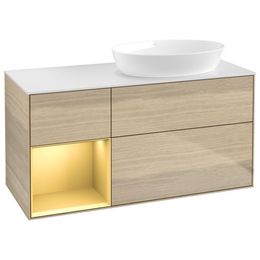 Villeroy & Boch Villeroy und Boch Finion Waschtischunterschrank GA41HFPC 120cm, Abdeckplatte white matt, Emotion, Regale Gold matt lacquer, Oak Veneer