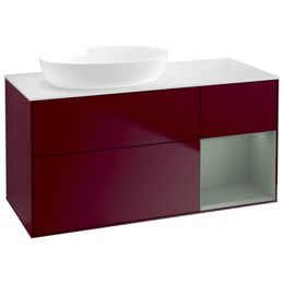 Villeroy & Boch Villeroy und Boch Finion Waschtischunterschrank GA51GMHB 120cm, Abdeckplatte white matt, Emotion, Regale Olive matt lacquer, Peony Matt